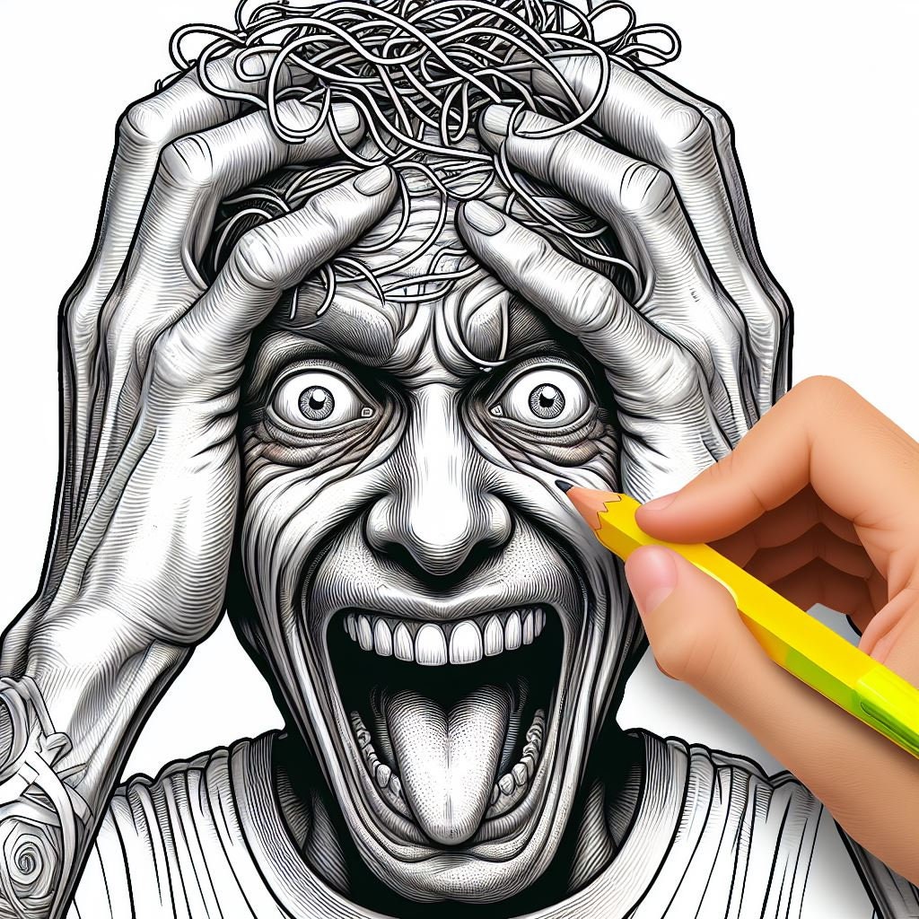 40 Crazy Grandpa Portrait Coloring Pages, Wrinkled Old Man Coloring ...