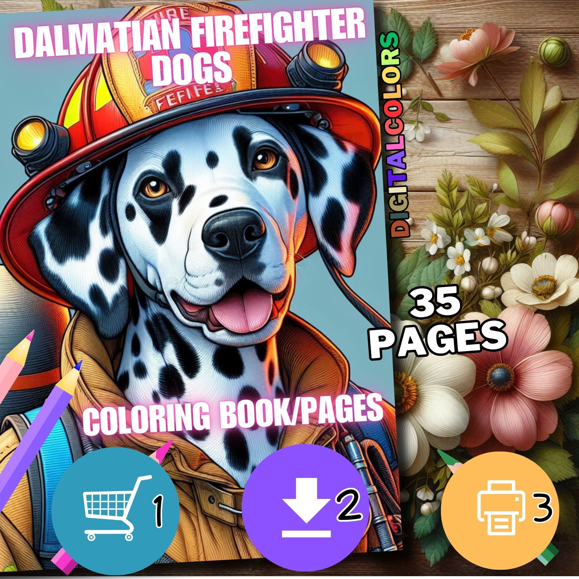 35 Dalmatian Firefighter Dogs Coloring Pages, Dog Coloring Book Animal ...