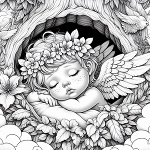 43 Angel in a Hollow Tree Coloring Pages, Angels Coloring Book ...