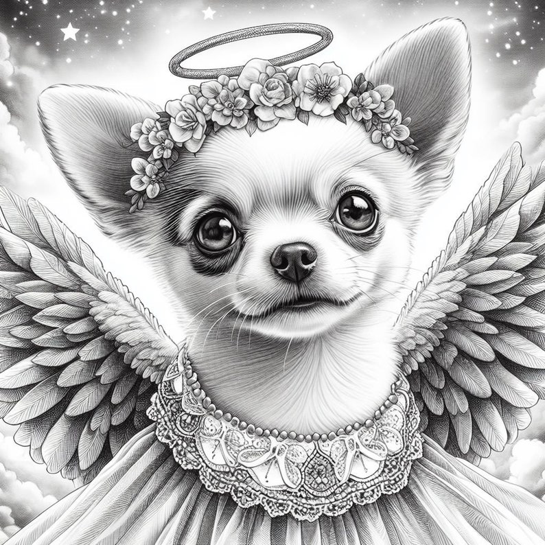 45 Dog Chihuahua Angel Coloring Pages, Dogs Chihuahua Agel Coloring ...