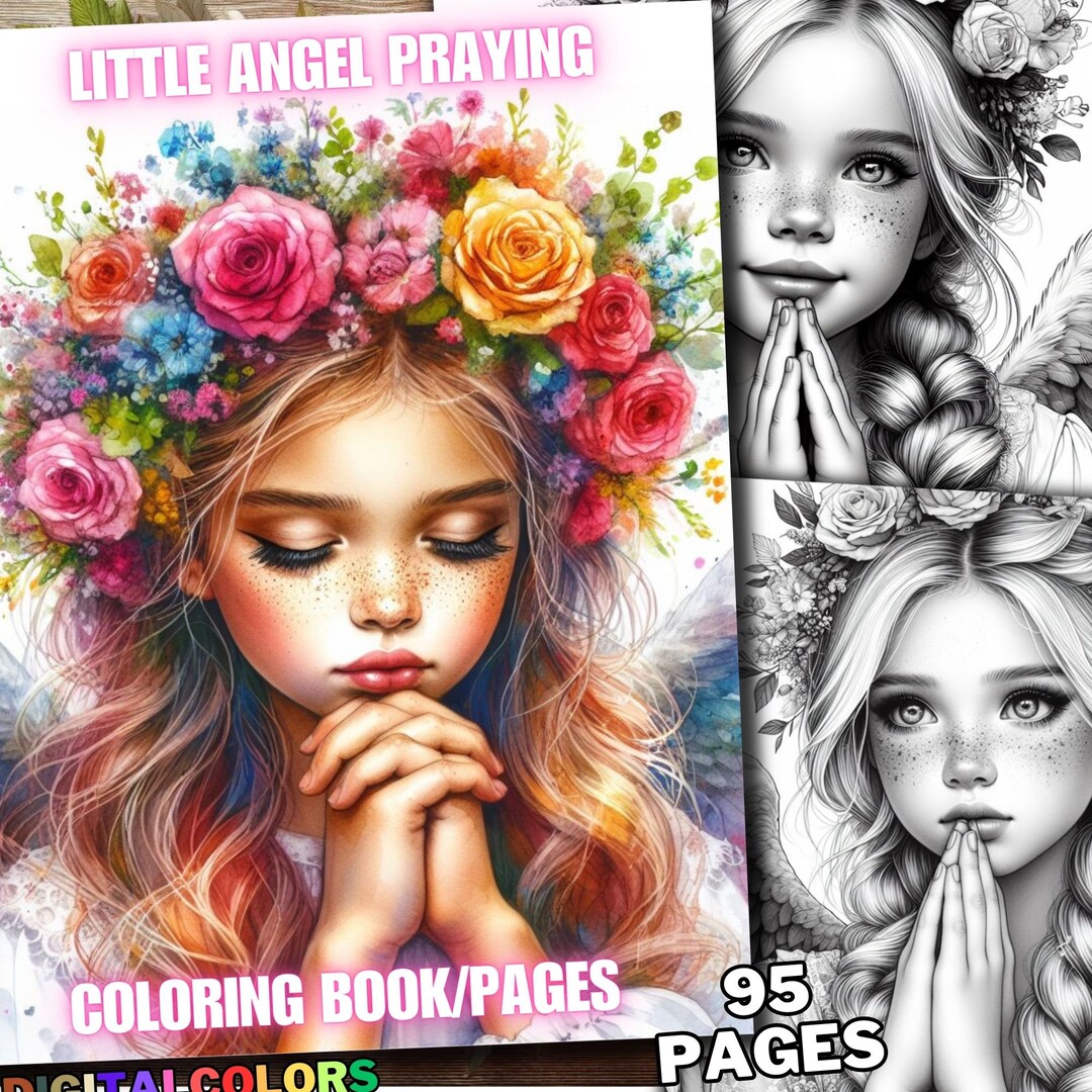 95 Little Angel Girl Praying Coloring Pages, Angel Coloring Book ...