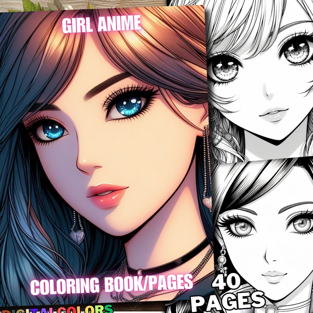 40 Anime Girls Coloring Pages Cute Portrait Beauties Girl Women Anime ...