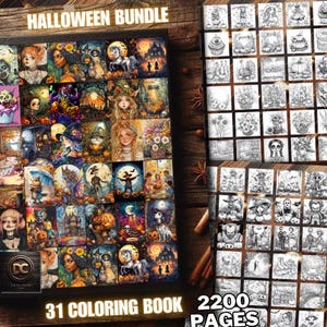 2200 Halloween Bundle Coloring Pages, 31 Halloween Coloring Books, Pack ...