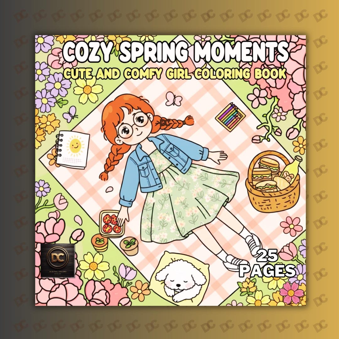 Cozy Spring Moments Coloring Book | 25 Bold and Easy Pages | Cute Cozy ...