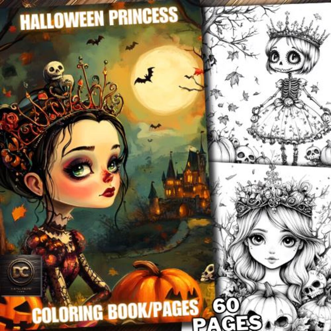 60 Halloween Princess Coloring Pages, Princesses Coloring Book ...
