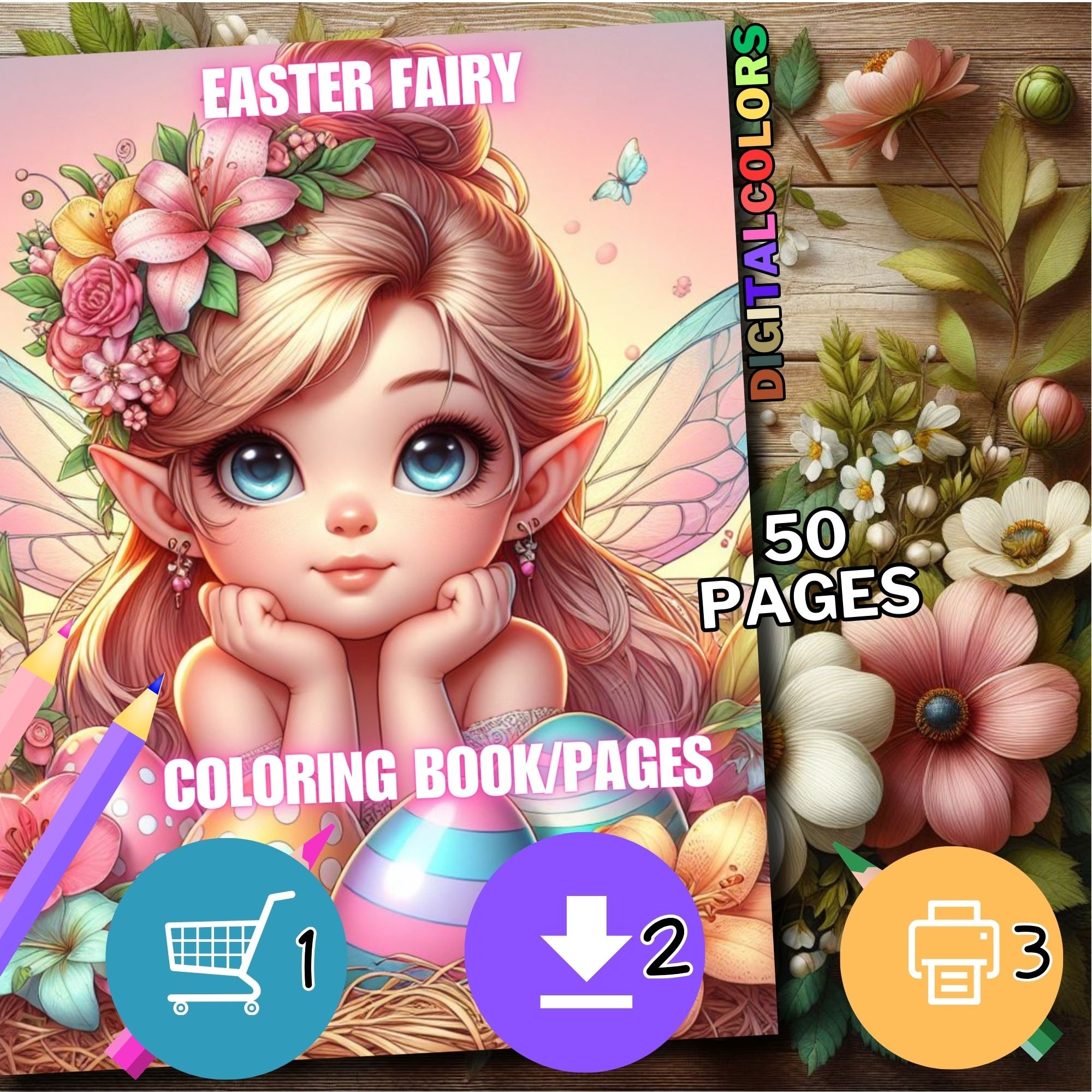 50 Easter Fairy Coloring Book, Easter Floral Fairies Coloring Pages ...