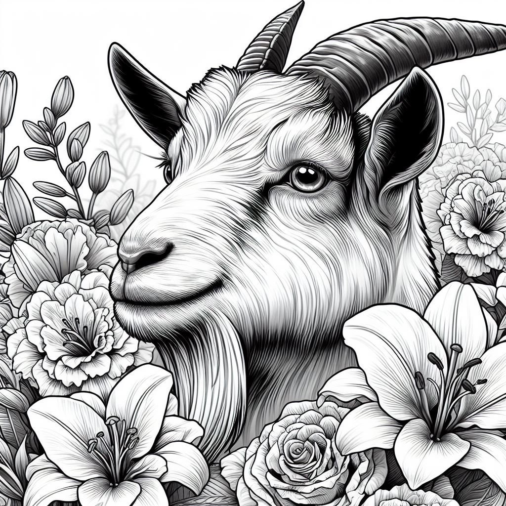 40 Spring Animal Goat Coloring Pages, Spring Flowers Coloring Book ...