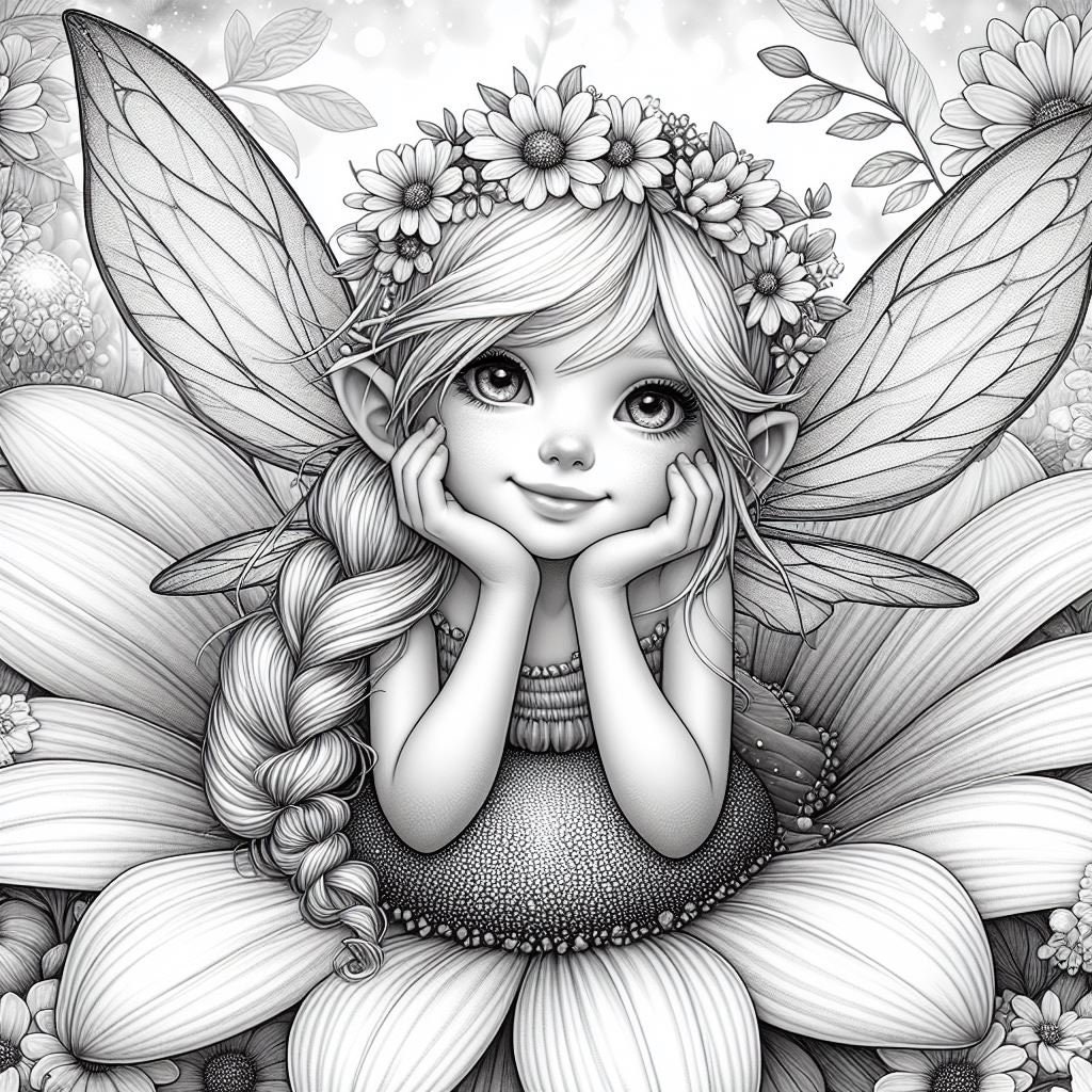 70 Little Fairy in a Flower Coloring Pages, Fairy Coloring Book ...