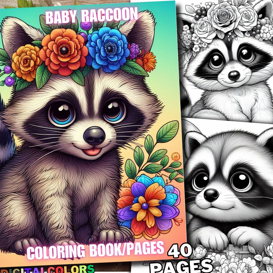 40 Floral Baby Raccoon Coloring Pages Cute Baby Animals Coloring Pages ...