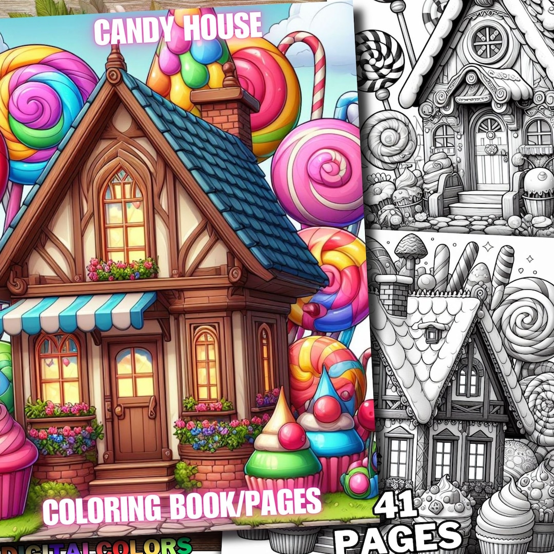 41 Candy House Coloring Pages, Fantasy Candyland Houses Coloring Book ...