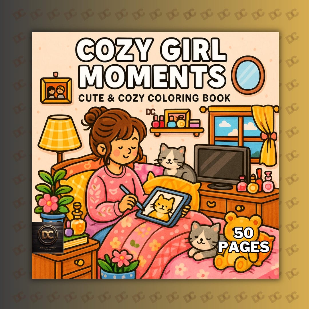 Livro de colorir "Momentos Aconchegantes de Garota" | PDF PNG para ...