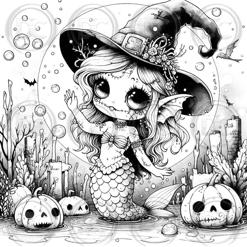 6 Creepy Coloring Pages Spooky Coloring Book Spooky Cutie Halloween ...