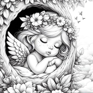 43 Angel in a Hollow Tree Coloring Pages, Angels Coloring Book ...