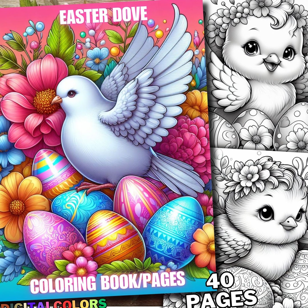 40 Easter Dove Coloring Pages, Floral Easter Birds Coloring Book Cute ...