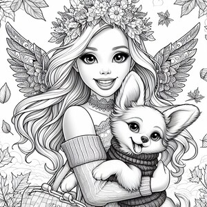 40 Angel Coloring Pages, Women Angels Coloring Pages, Girl, Grayscale ...