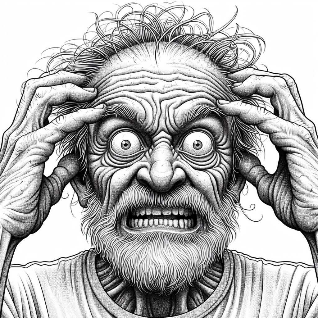 40 Crazy Grandpa Portrait Coloring Pages, Wrinkled Old Man Coloring ...