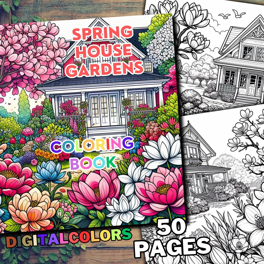 50 Flower Coloring Book Flower Coloring Pages Botanical Floral Plant ...