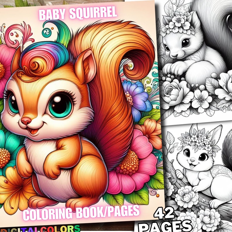 42 Floral Baby Squirrel Coloring Pages Cute Baby Animals Coloring Pages ...