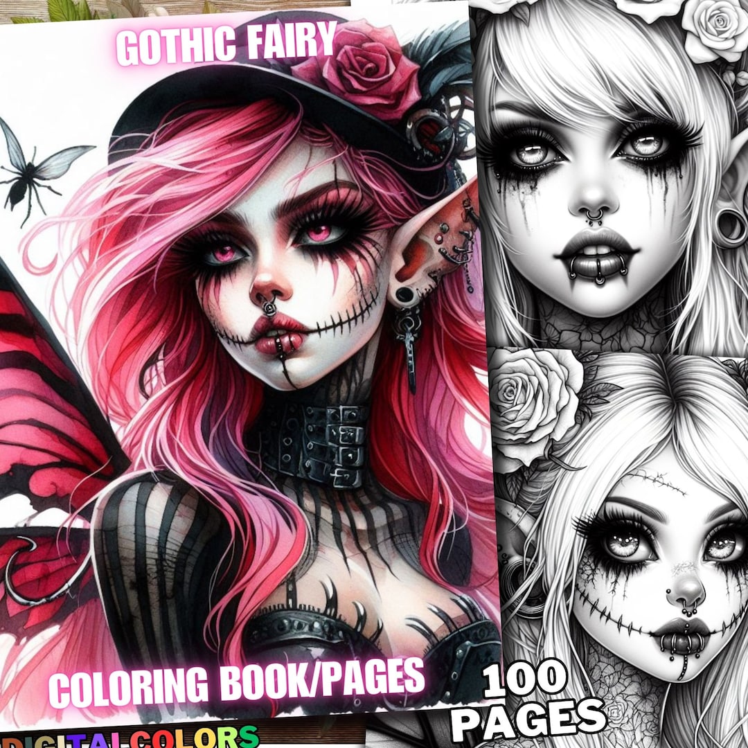 100 Gothic Fairy Coloring Pages Goth Fairy Coloring Book Creepy Fairies ...