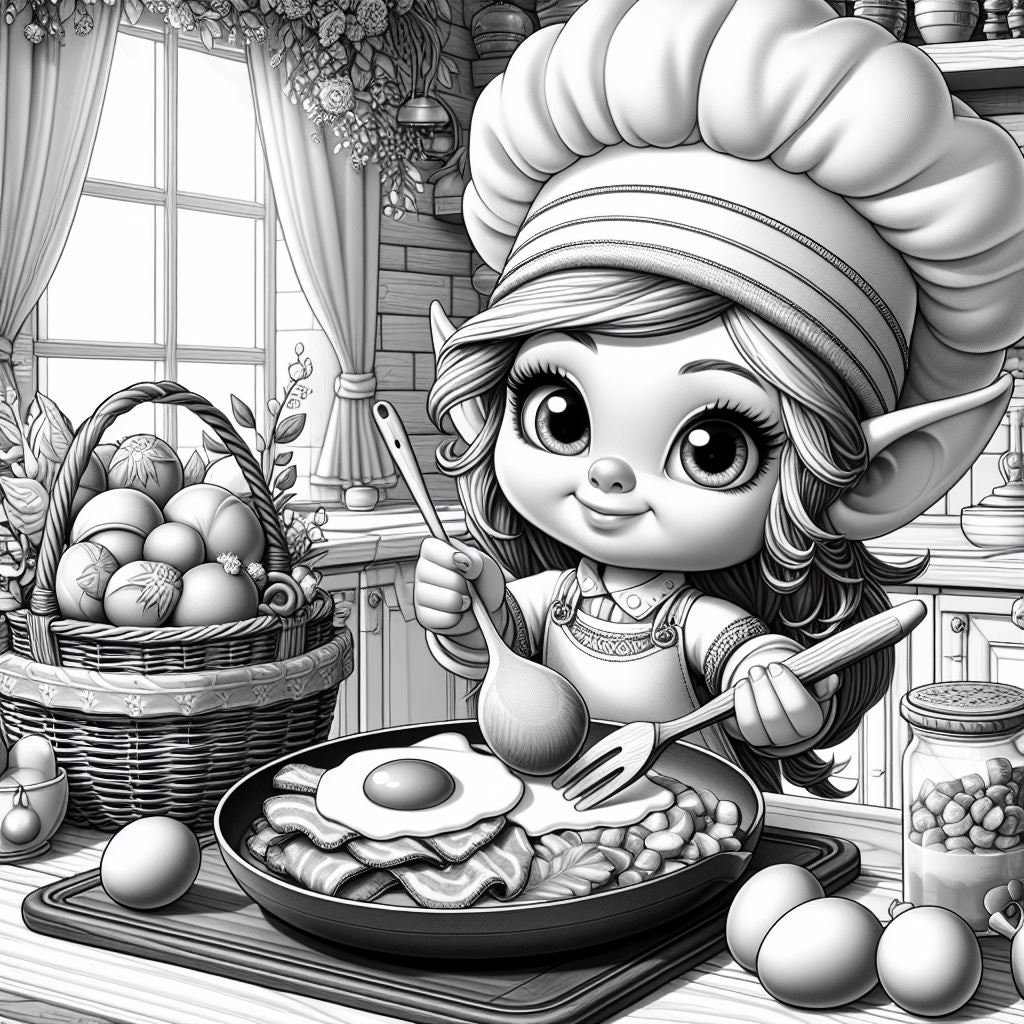 73 Gnome Cook Girl Coloring Book, Gnome Girl Cooking Coloring Pages ...