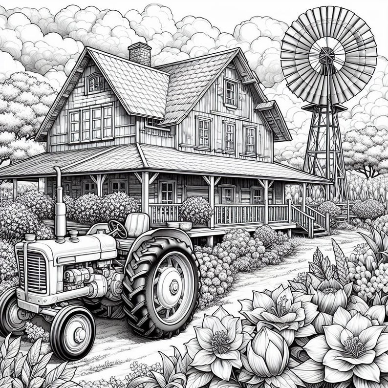 61 Farm House Coloring Pages, Houses Coloring Book Printable Fantasy ...