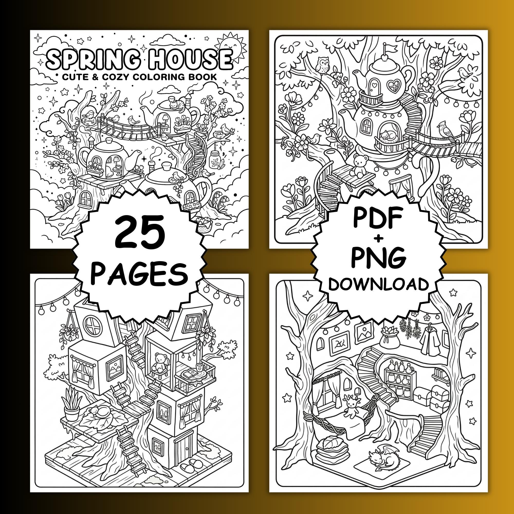 Spring Coloring Pages, Spring Coloring Book, 25 Bold and Easy Cute ...