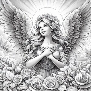 75 Angel Coloring Pages, Angel Coloring Book, Designs of Heavenly ...