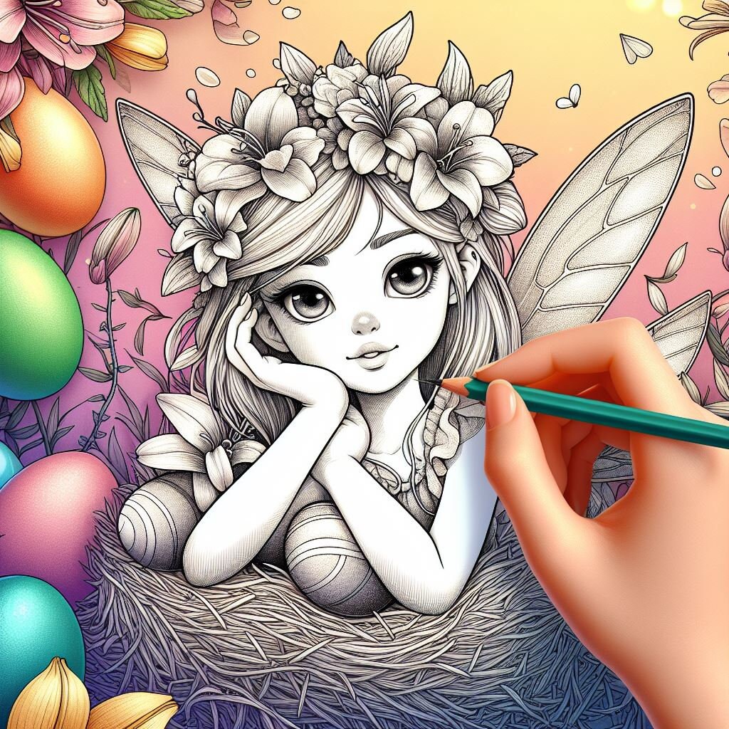 50 Easter Fairy Coloring Book, Easter Floral Fairies Coloring Pages ...
