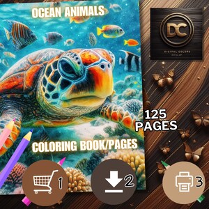 125 Ocean Animals Coloring Pages, Sea Creatures Coloring Book, Life ...