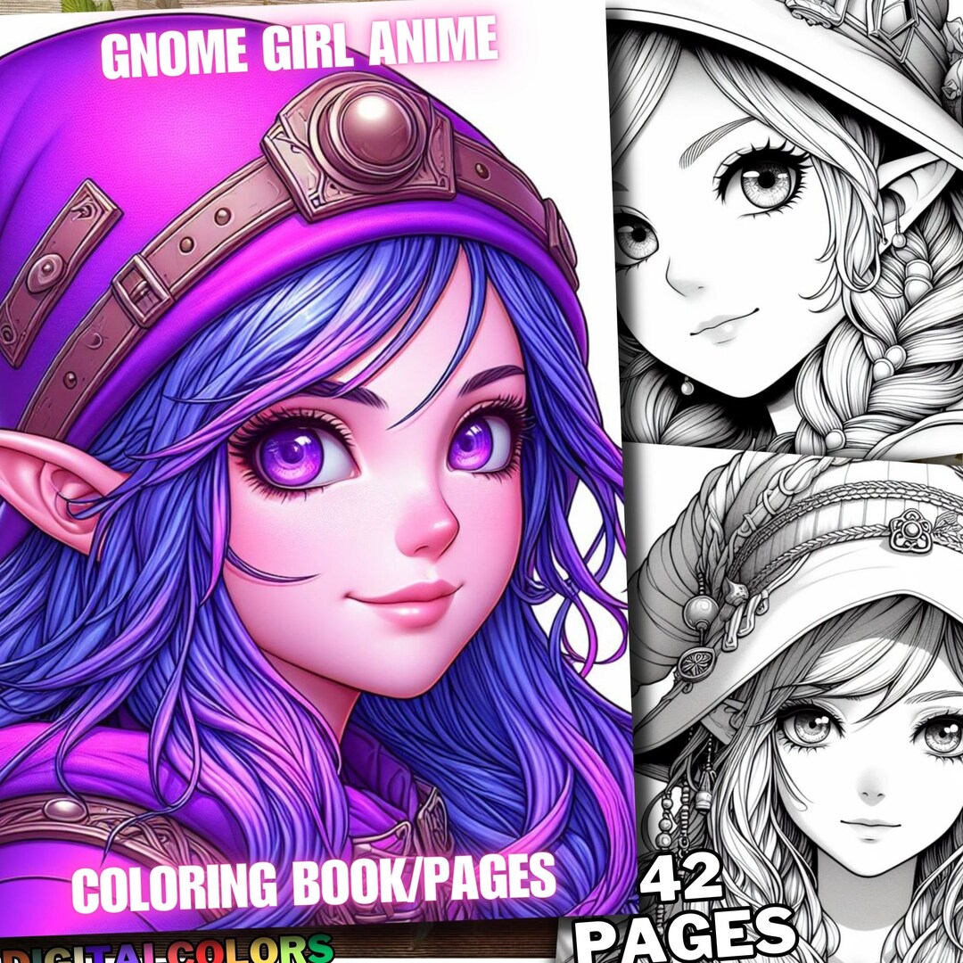 42 Gnome Anime Girls Coloring Pages Fairy Fantasy Gnomes Girl Anime ...