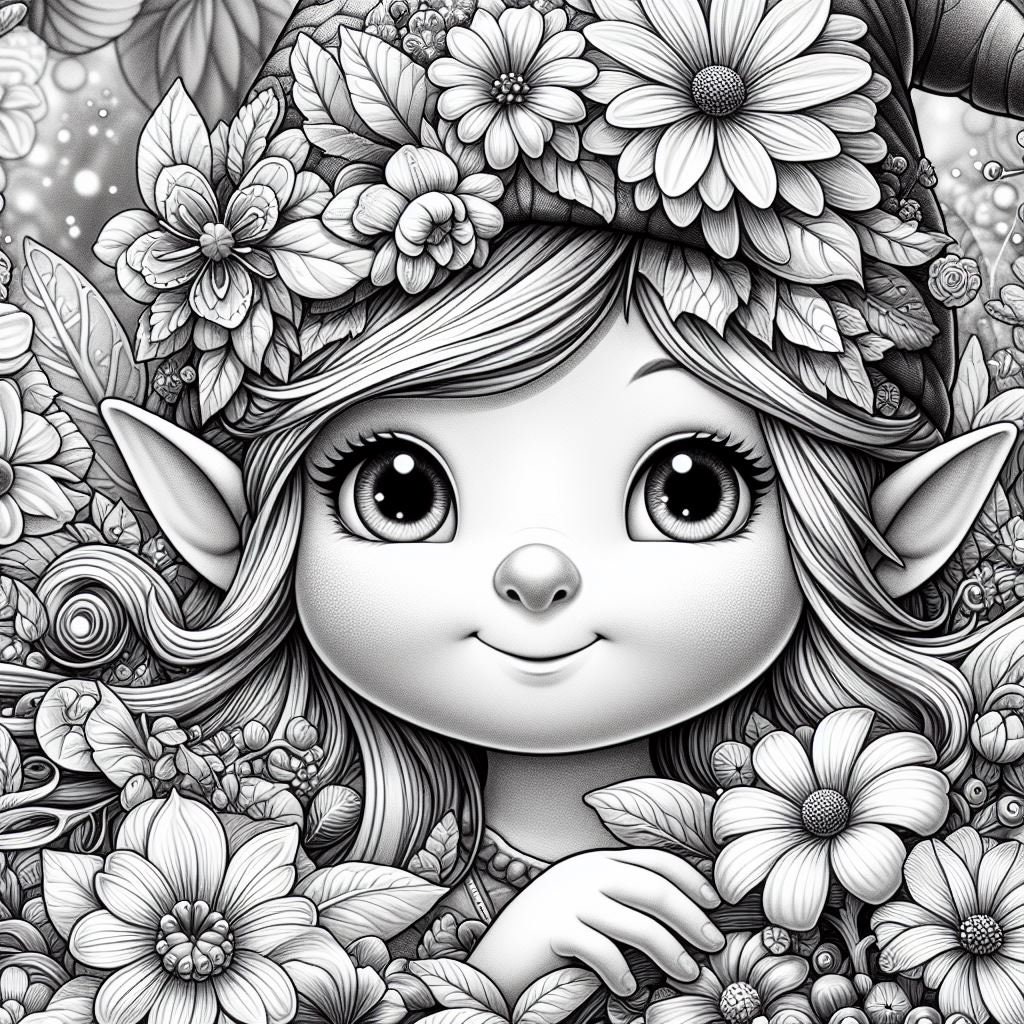 80 Floral Gnome Girls Coloring Pages Gnomes Elf Coloring Pages Elf ...