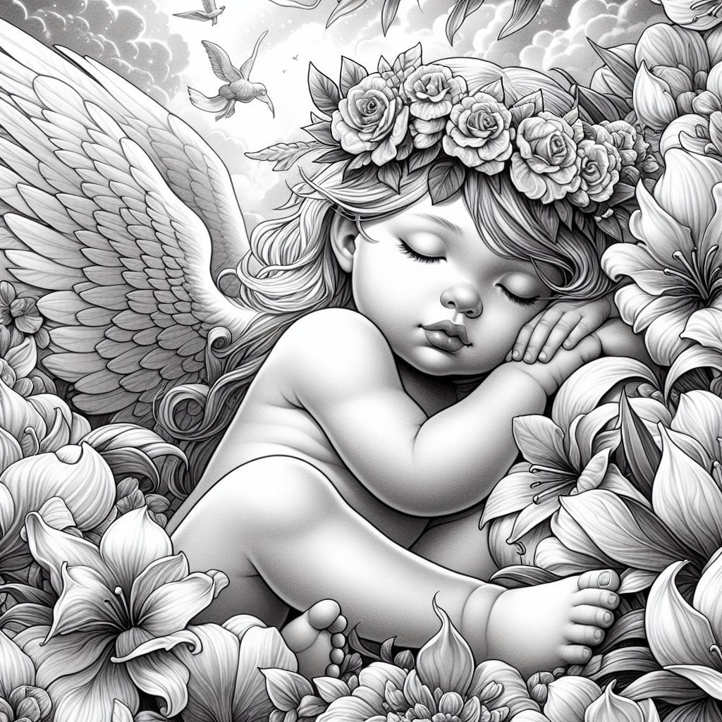 75 Baby Angel Coloring Book, Angel Coloring Pages, Little, Quality ...