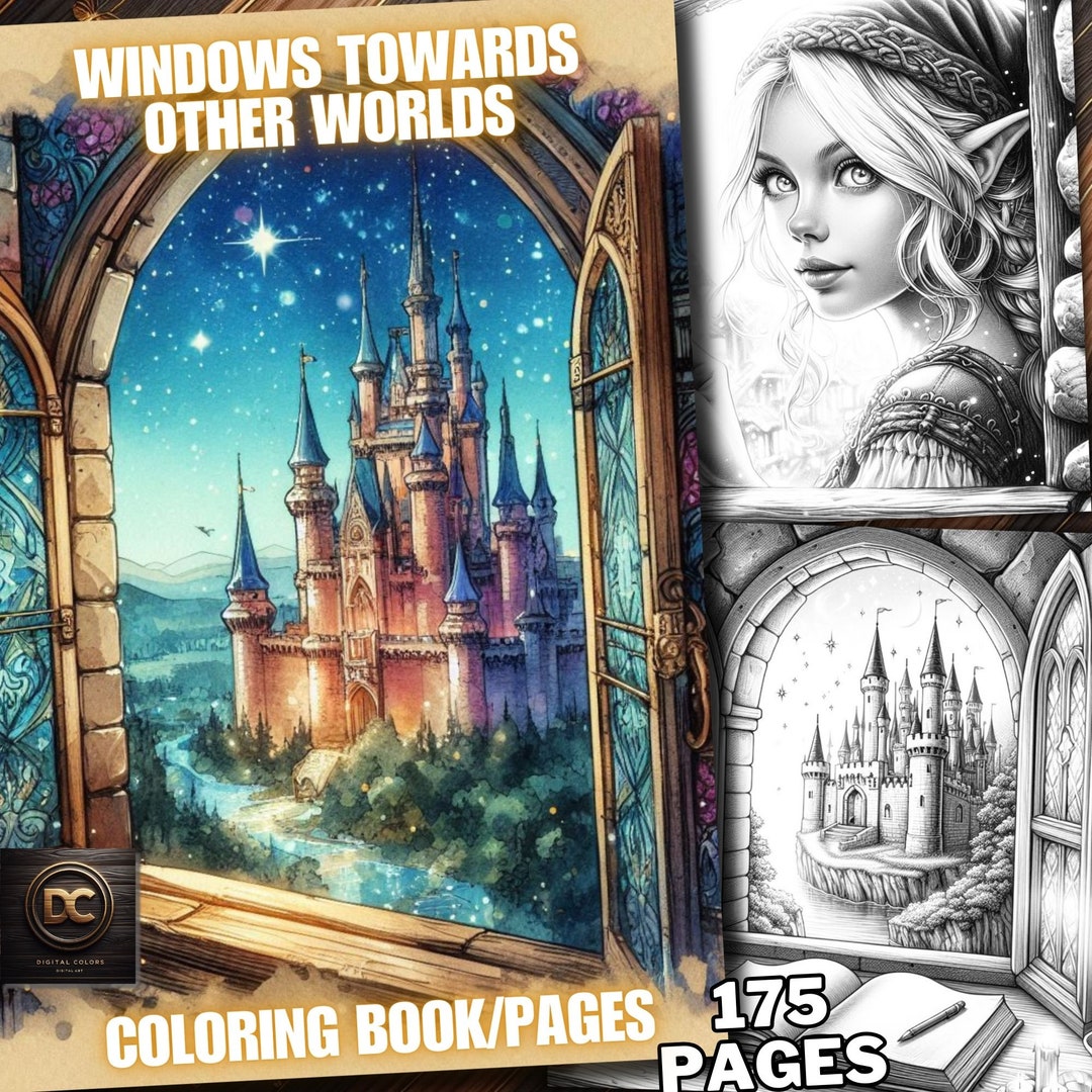 175 Windows to Other Worlds Coloring Pages, Fantasy Time Portals ...