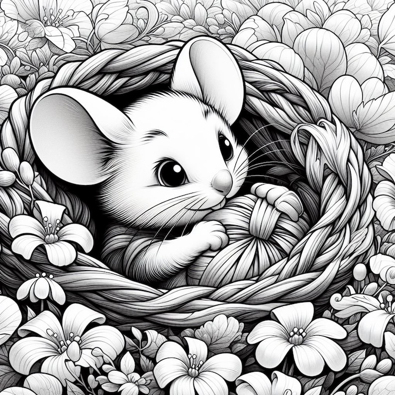 50 Mouse Coloring Pages, Mouse Coloring Book, Baby Animal Coloring ...
