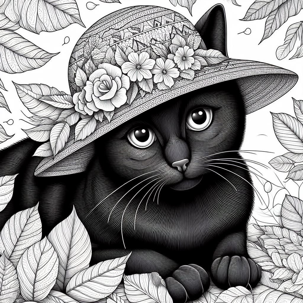 40 Autumn Black Cat Coloring Pages Fall Book Sheet Grayscale Design of ...