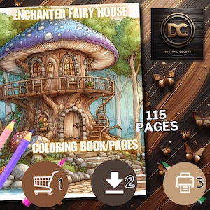115 Enchanted Fairy House Coloring Pages, Fantasy Home Fairy Coloring ...