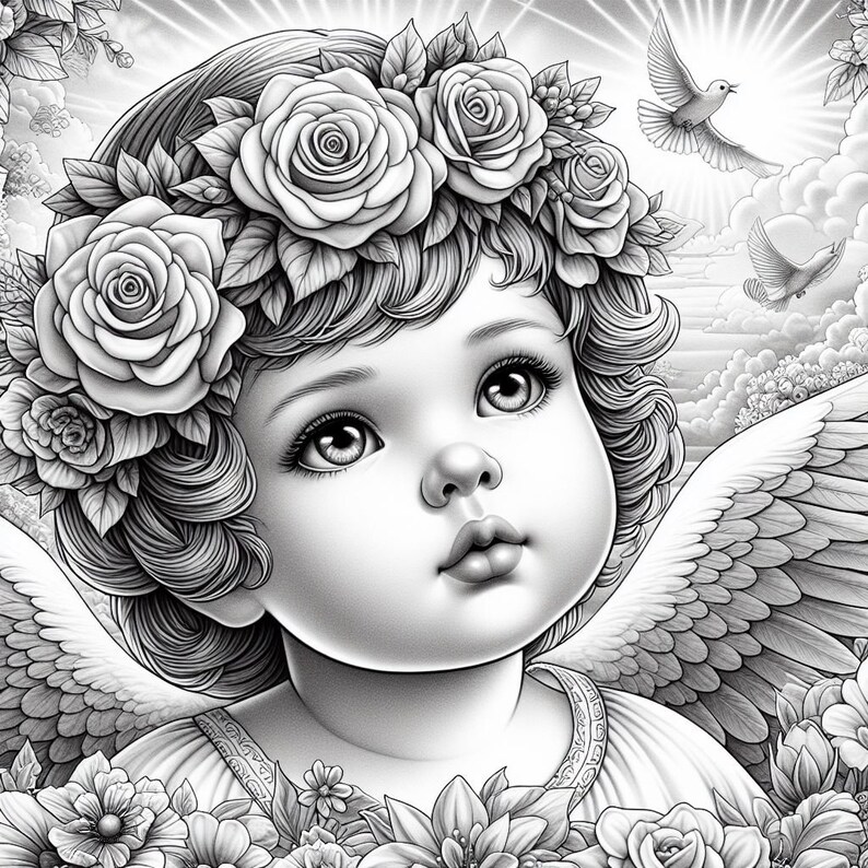 75 Baby Angel Coloring Book, Angel Coloring Pages, Little, Quality ...