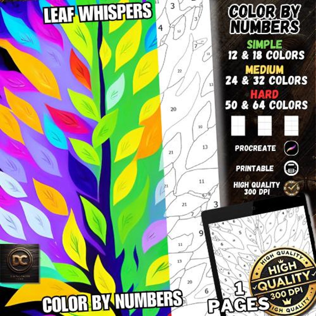 Coloring by Numbers, Digital Coloring Pages, Paint by Numbers ...