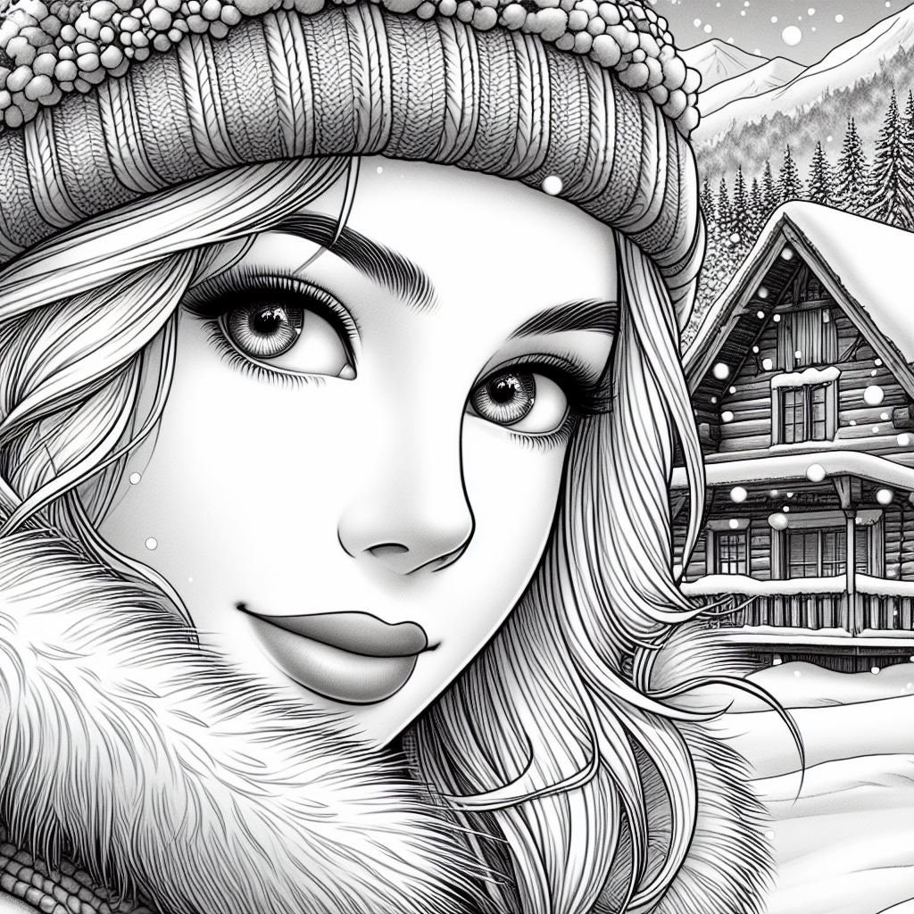 45 Winter Girl Coloring Book, Printable Beauties Woman Coloring Pages ...
