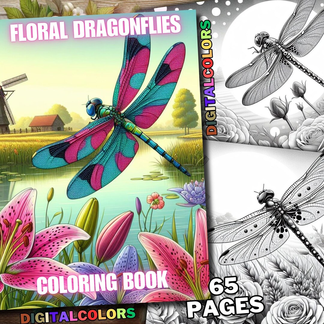 65 Floral Dragonflies Coloring Pages, Flowers Dragonfly Printable ...