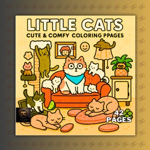 Little Cats Coloring Book PDF PNG, 42 Pages Bold and Easy for Adults ...
