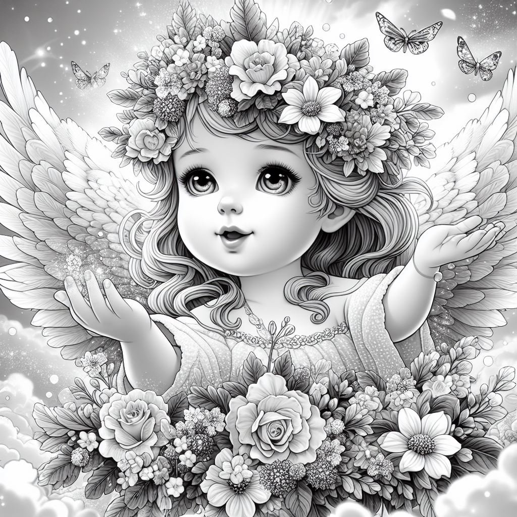 75 Baby Angel Coloring Book, Angel Coloring Pages, Little, Quality ...