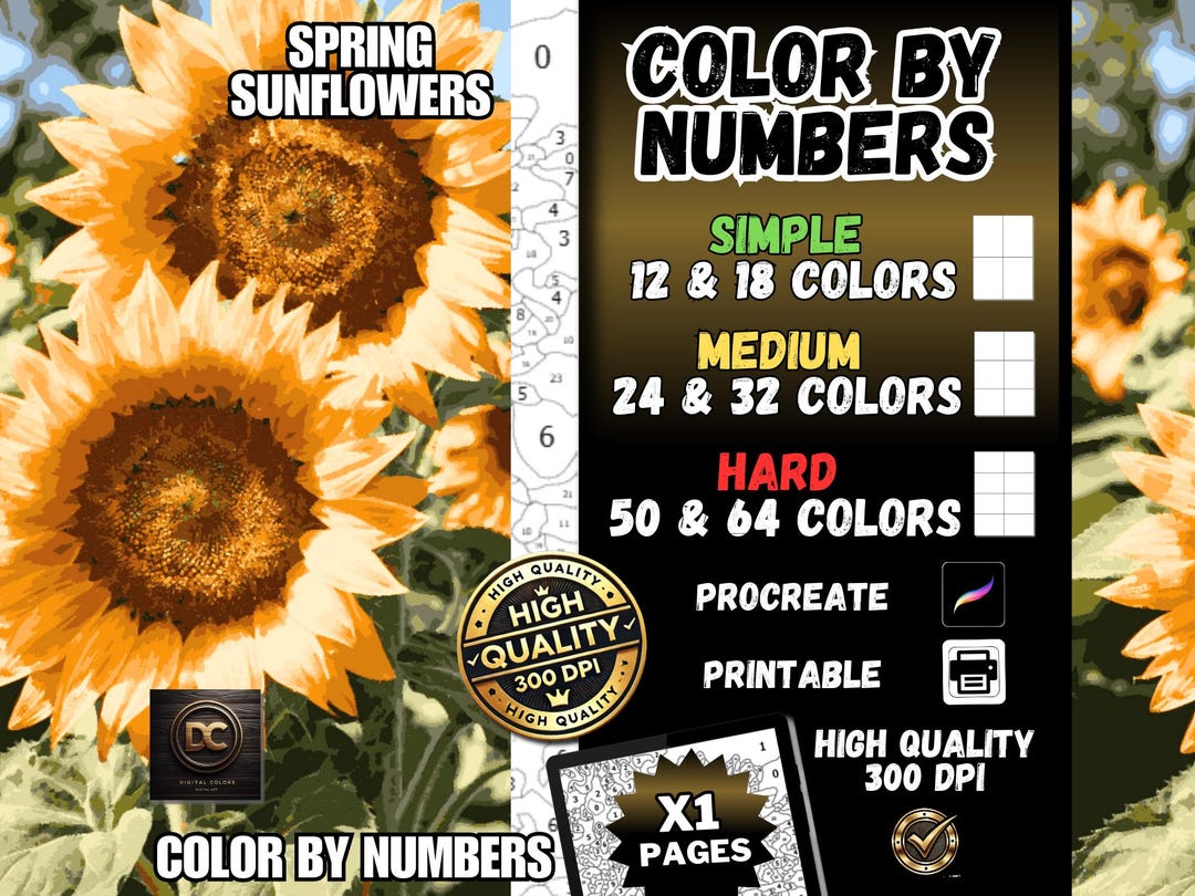 Coloring by Numbers, Digital Coloring Pages, Paint by Numbers ...