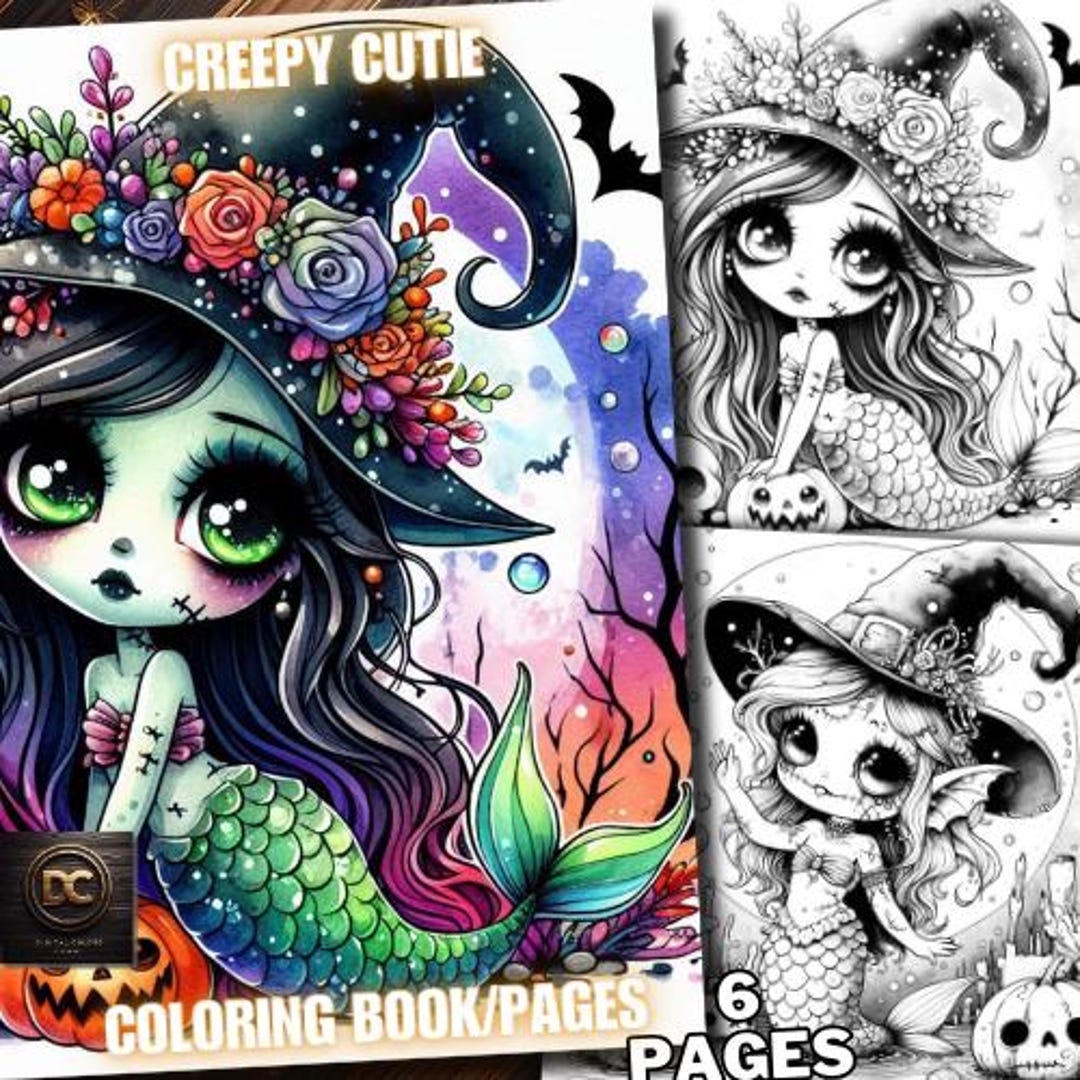 6 Creepy Coloring Pages Spooky Coloring Book Spooky Cutie Halloween ...