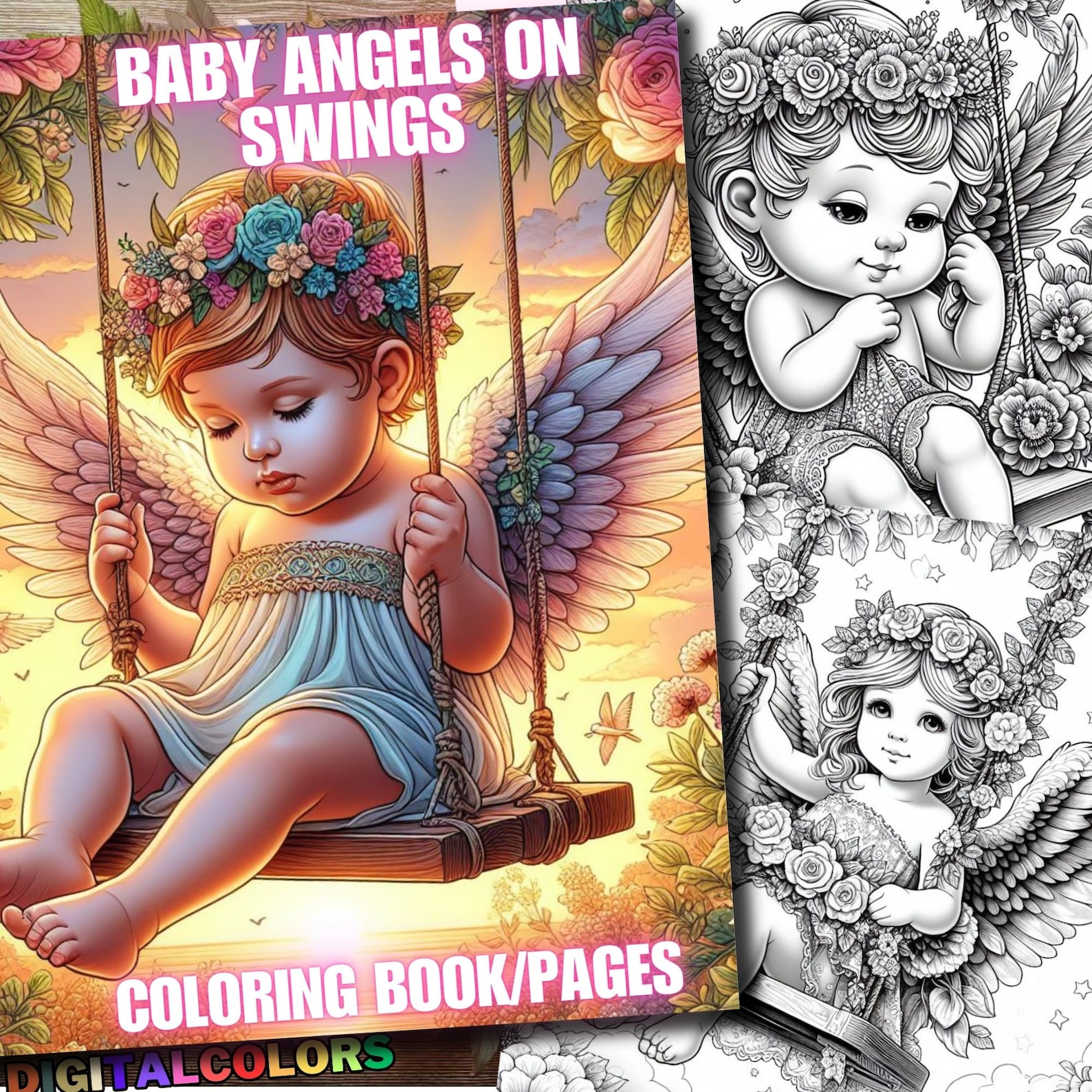 40 Baby Angel Coloring Book Little Angel Coloring Pages Grayscale ...