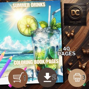 40 Summer Drinks Coloring Pages, Drink Coloring Book, Drinks Coloring ...