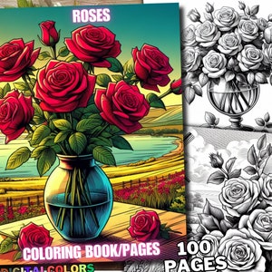 100 Rose Flowers Coloring Pages, Roses Flower Spring Botanical Floral ...