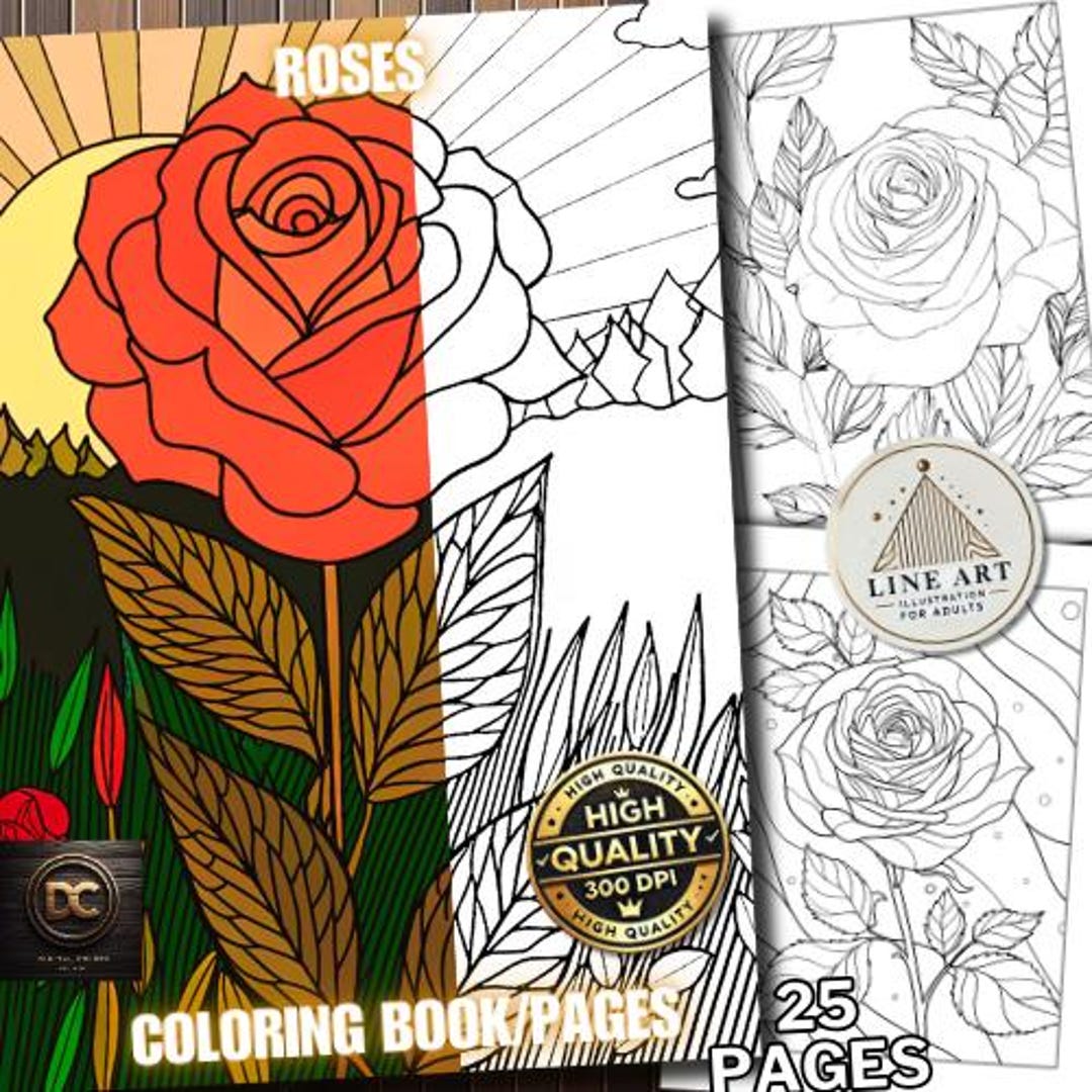 25 Roses Coloring Pages, Rose Coloring, Flowers Coloring, iPad Coloring ...