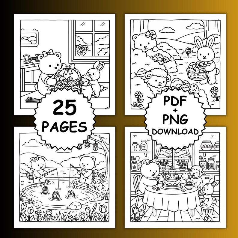 Cozy Easter Coloring Book | Cute Spring & Easter Scenes | Bold and Easy ...