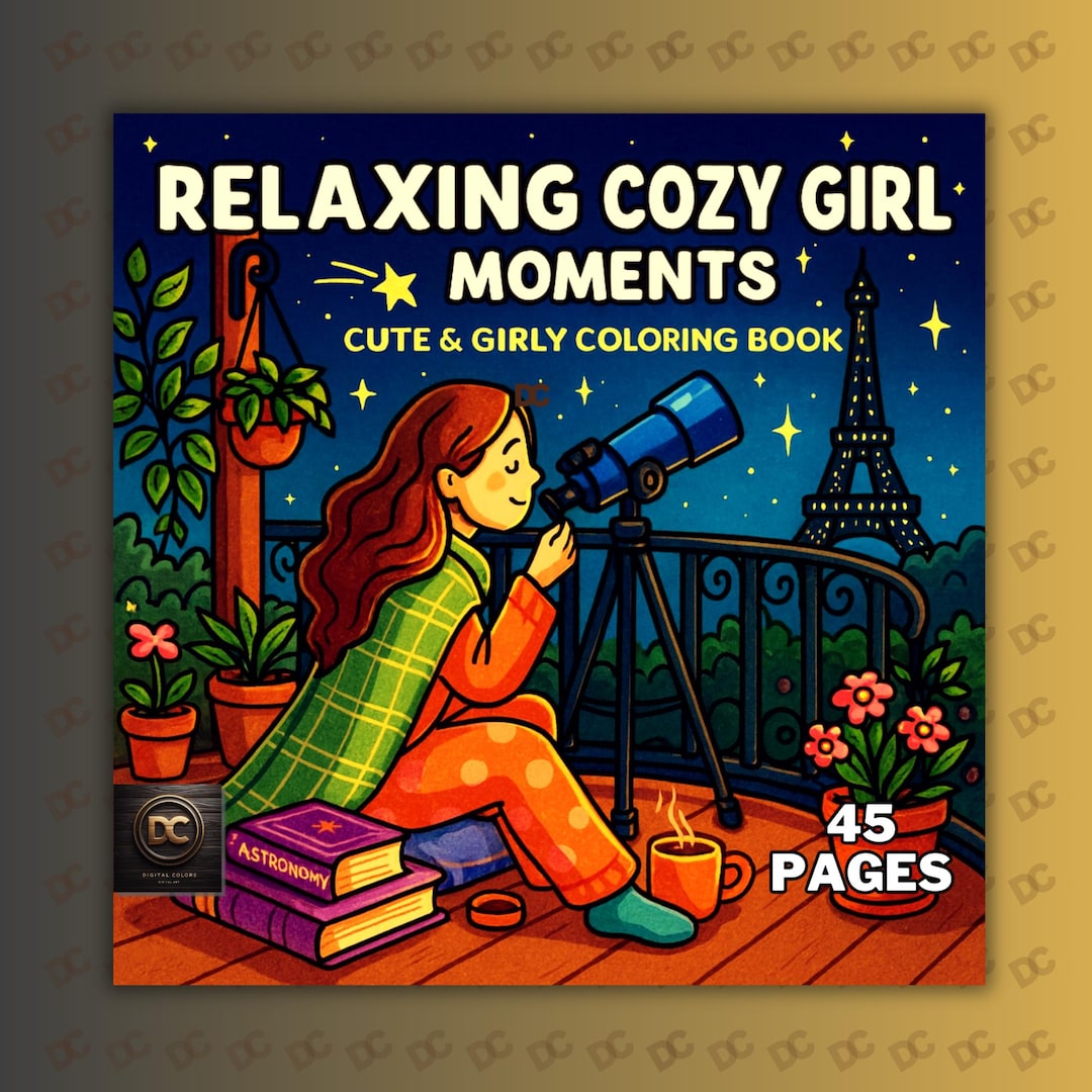 Relaxing Cozy Girl Moments Coloring Book - 45 Cute & Girly Bold and ...